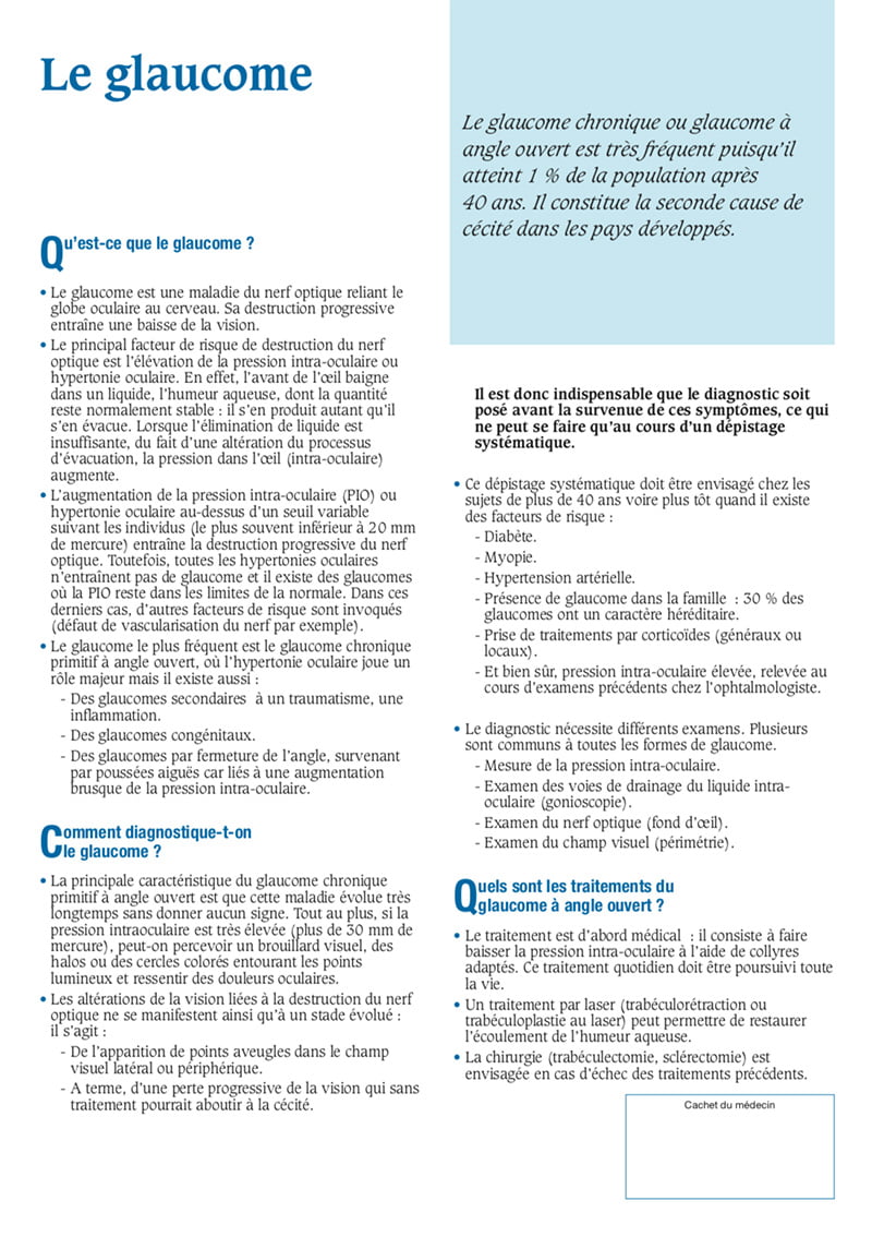 Le Glaucome - Clinique Champeau Méditerranée